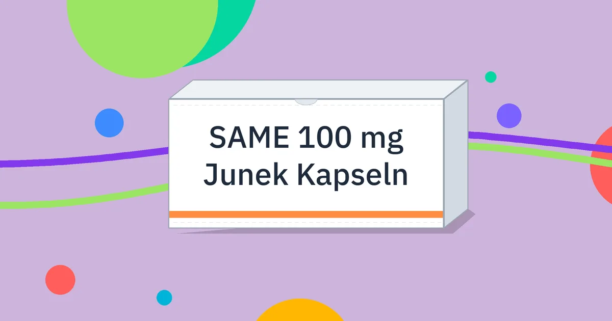 Symbolbild: Packung mit der Aufschrift SAME 100 mg Junek Kapseln (PZN 11238822) – Verfügbarkeit und Bezug in Apotheken in Frankfurt am Main