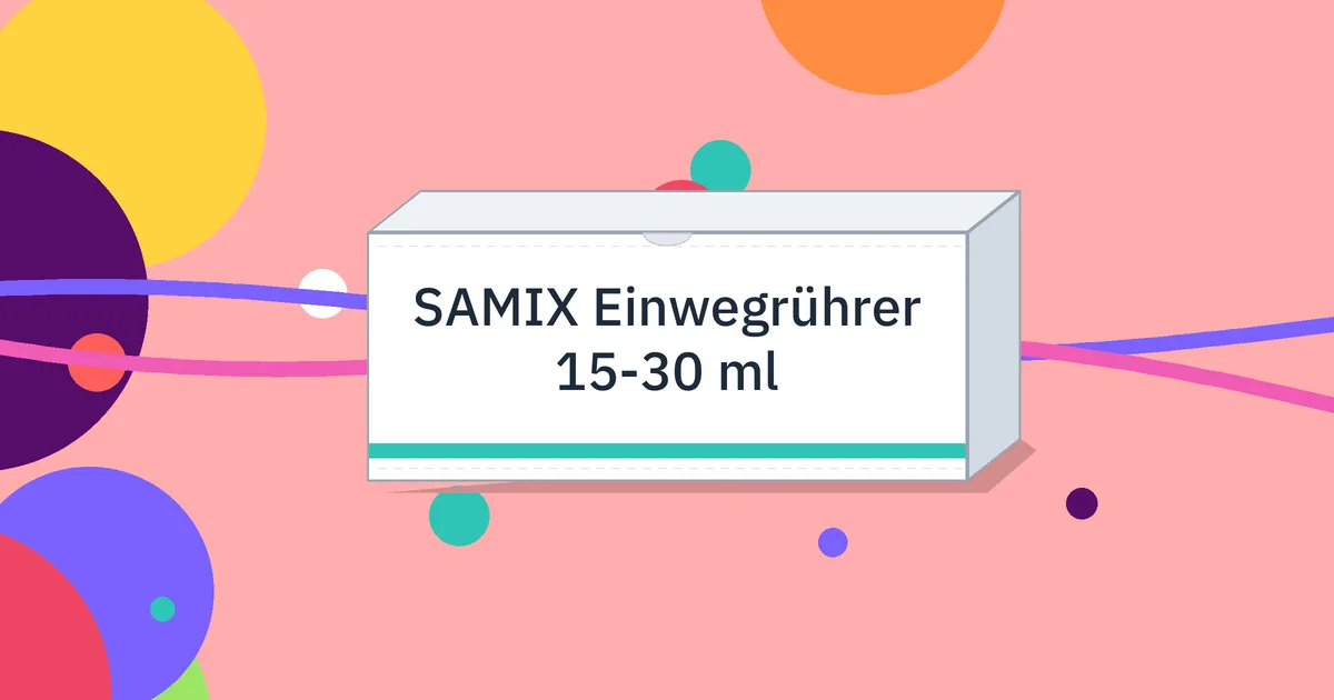 Symbolbild: Packung mit der Aufschrift SAMIX Einwegrührer 15-30 ml (PZN 11481155) – Verfügbarkeit und Bezug in Apotheken in Frankfurt am Main