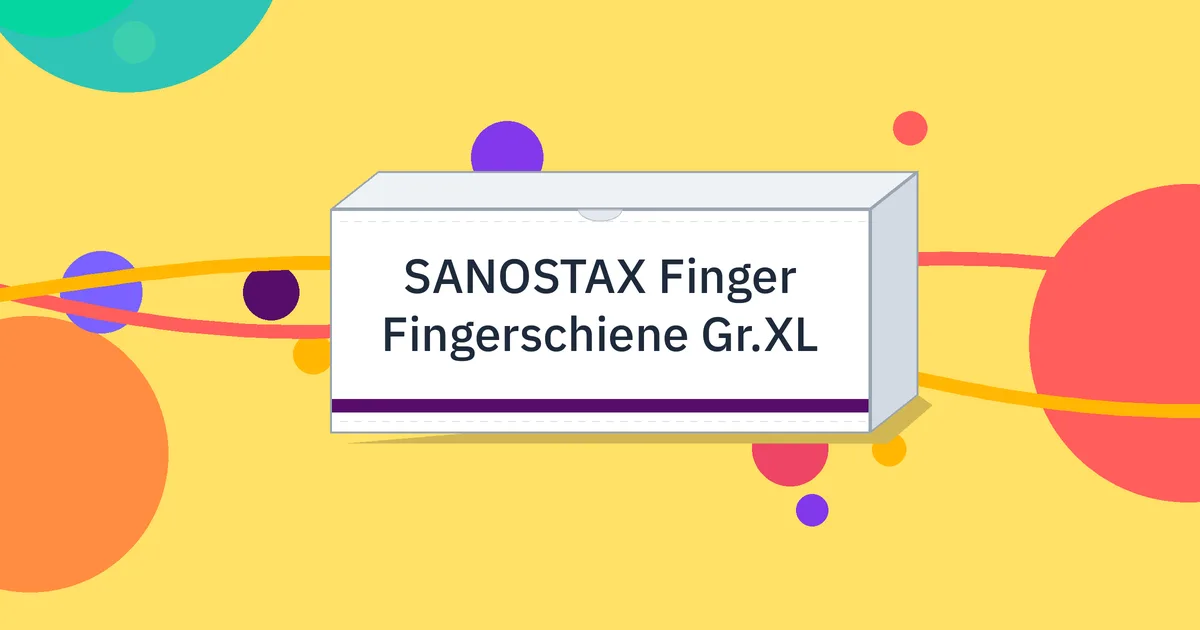 Symbolbild: Packung mit der Aufschrift SANOSTAX Finger Fingerschiene Gr.XL (PZN 10775908) – Verfügbarkeit und Bezug in Apotheken in Frankfurt am Main