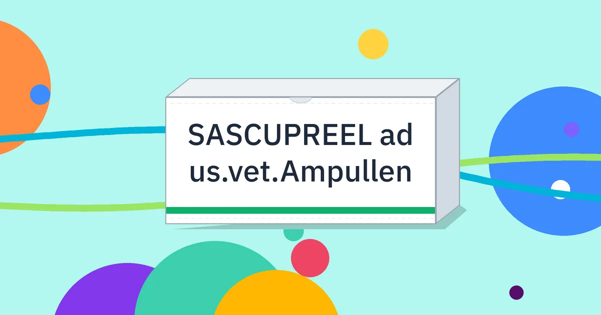 Symbolbild: Packung mit der Aufschrift SASCUPREEL ad us.vet.Ampullen (PZN 17511762) – Verfügbarkeit und Bezug in Apotheken in Frankfurt am Main