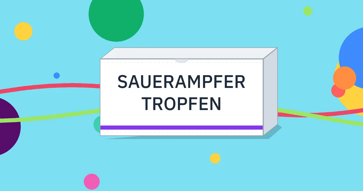 Symbolbild: Packung mit der Aufschrift SAUERAMPFER TROPFEN (PZN 14127201) – Verfügbarkeit und Bezug in Apotheken in Frankfurt am Main