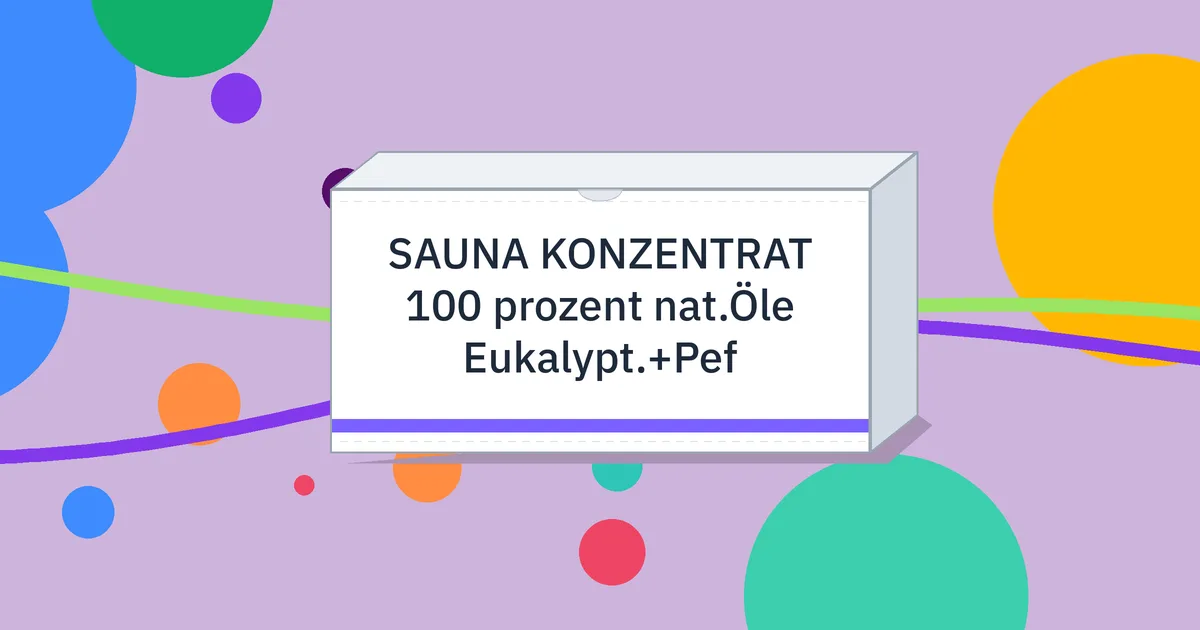 Symbolbild: Packung mit der Aufschrift SAUNA KONZENTRAT 100 prozent nat.Öle Eukalypt.+Pef (PZN 11026623) – Verfügbarkeit und Bezug in Apotheken in Frankfurt am Main
