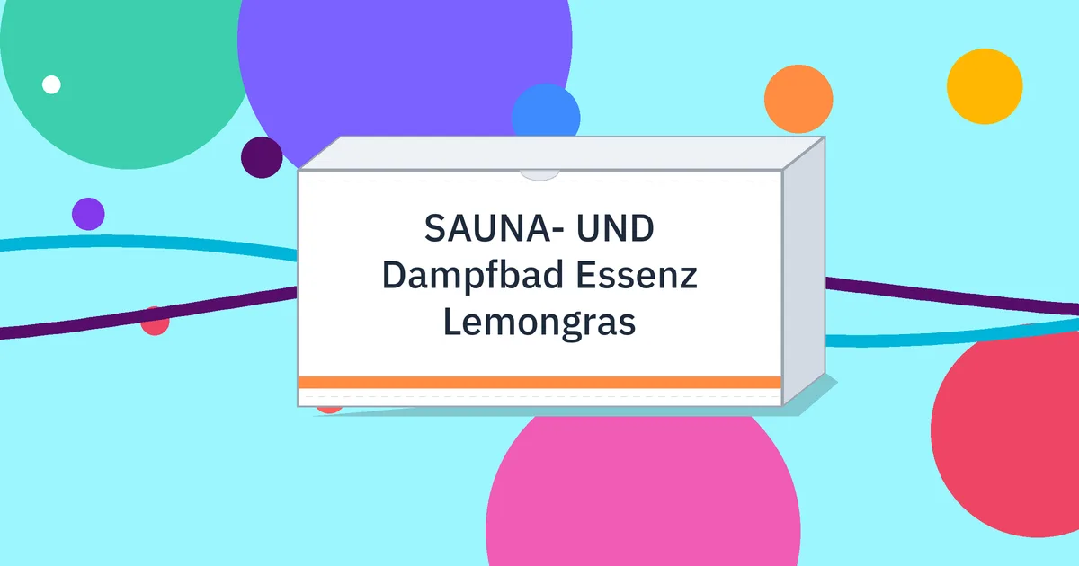 Symbolbild: Packung mit der Aufschrift SAUNA- UND Dampfbad Essenz Lemongras (PZN 17991199) – Verfügbarkeit und Bezug in Apotheken in Frankfurt am Main