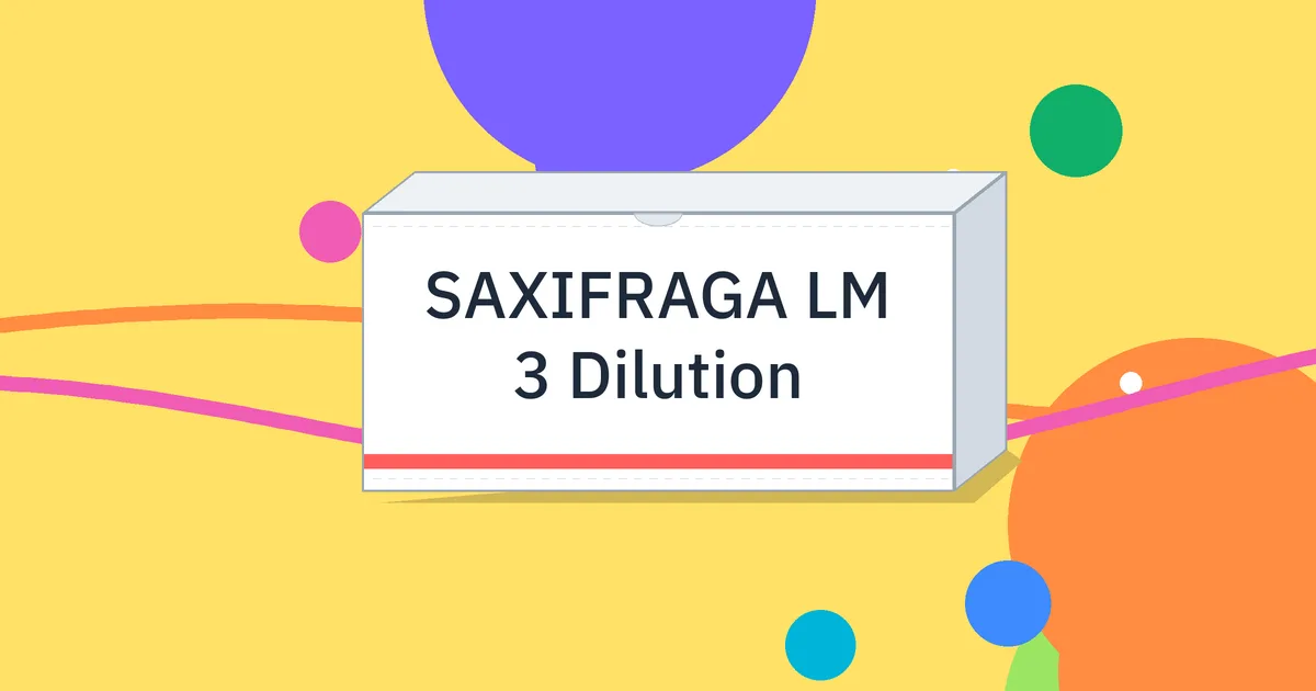 Symbolbild: Packung mit der Aufschrift SAXIFRAGA LM 3 Dilution (PZN 13688015) – Verfügbarkeit und Bezug in Apotheken in Frankfurt am Main