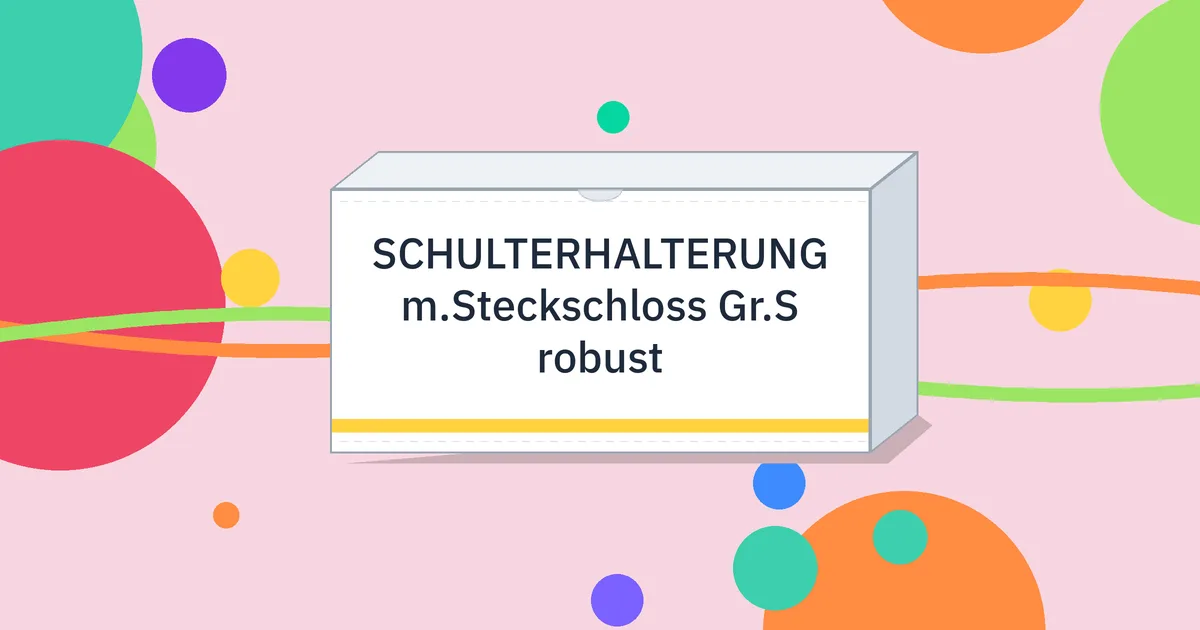 Symbolbild: Packung mit der Aufschrift SCHULTERHALTERUNG m.Steckschloss Gr.S robust (PZN 11568146) – Verfügbarkeit und Bezug in Apotheken in Frankfurt am Main