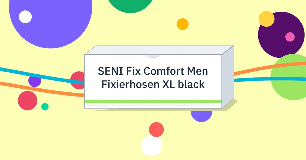 Symbolbild: Packung mit der Aufschrift SENI Fix Comfort Men Fixierhosen XL black (PZN 13824286) – Verfügbarkeit und Bezug in Apotheken in Frankfurt am Main