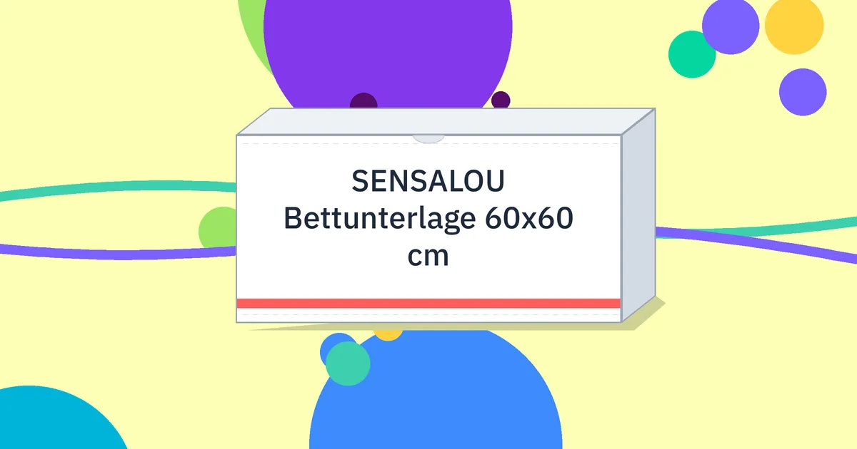 Symbolbild: Packung mit der Aufschrift SENSALOU Bettunterlage 60x60 cm (PZN 16872067) – Verfügbarkeit und Bezug in Apotheken in Frankfurt am Main