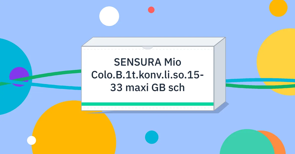 Symbolbild: Packung mit der Aufschrift SENSURA Mio Colo.B.1t.konv.li.so.15-33 maxi GB sch (PZN 19997898) – Verfügbarkeit und Bezug in Apotheken in Frankfurt am Main
