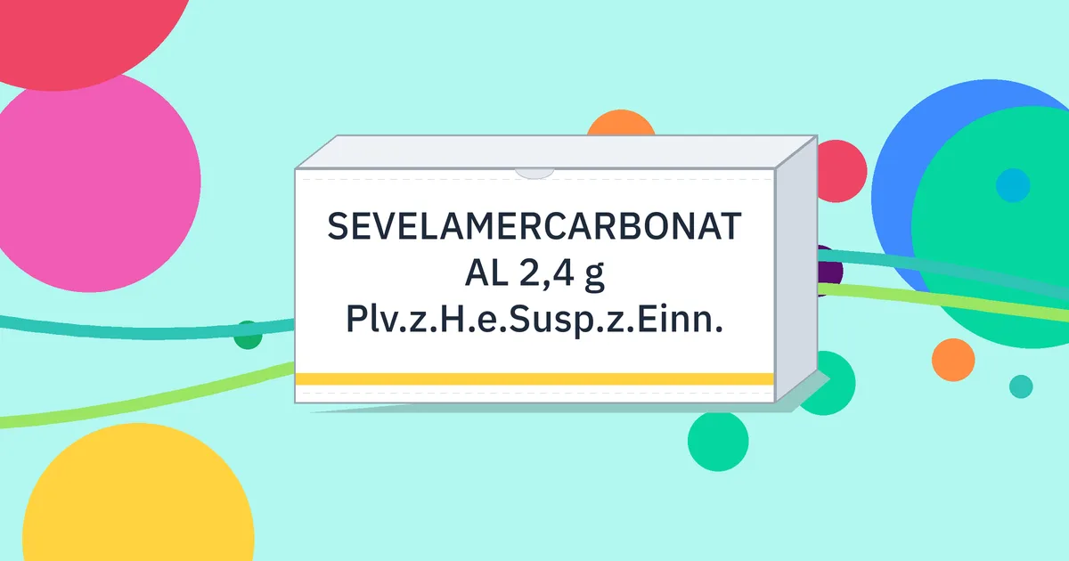 Symbolbild: Packung mit der Aufschrift SEVELAMERCARBONAT AL 2,4 g Plv.z.H.e.Susp.z.Einn. (PZN 12581692) – Verfügbarkeit und Bezug in Apotheken in Frankfurt am Main