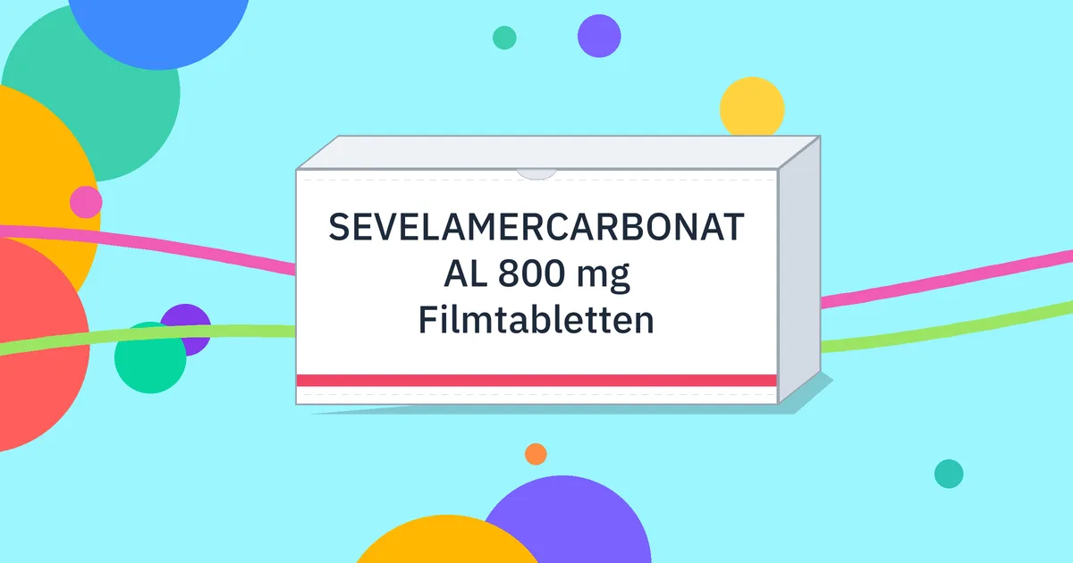 Symbolbild: Packung mit der Aufschrift SEVELAMERCARBONAT AL 800 mg Filmtabletten (PZN 20313729) – Verfügbarkeit und Bezug in Apotheken in Frankfurt am Main