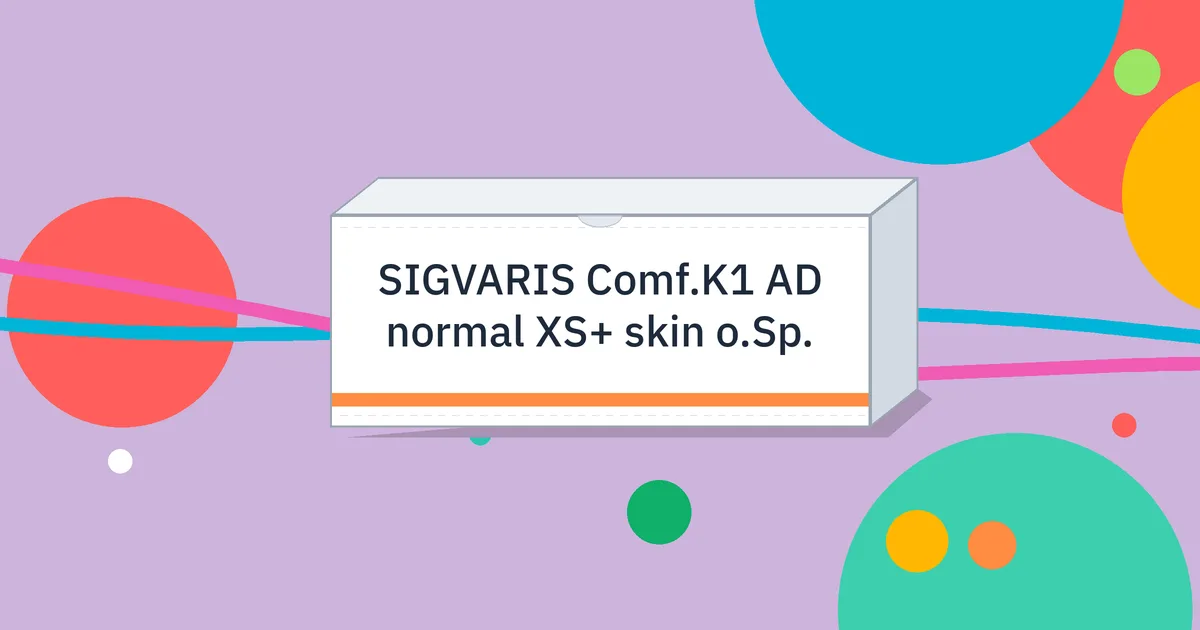 Symbolbild: Packung mit der Aufschrift SIGVARIS Comf.K1 AD normal XS+ skin o.Sp. (PZN 17041227) – Verfügbarkeit und Bezug in Apotheken in Frankfurt am Main