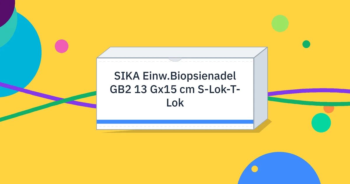 Symbolbild: Packung mit der Aufschrift SIKA Einw.Biopsienadel GB2 13 Gx15 cm S-Lok-T-Lok (PZN 20283514) – Verfügbarkeit und Bezug in Apotheken in Frankfurt am Main