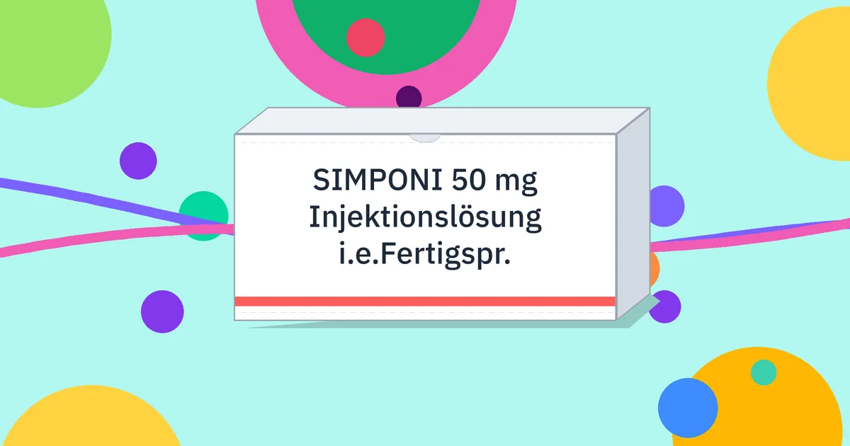 Symbolbild: Packung mit der Aufschrift SIMPONI 50 mg Injektionslösung i.e.Fertigspr. (PZN 11537973) – Verfügbarkeit und Bezug in Apotheken in Frankfurt am Main