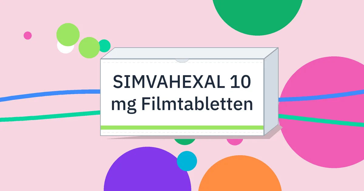 Symbolbild: Packung mit der Aufschrift SIMVAHEXAL 10 mg Filmtabletten (PZN 02846540) – Verfügbarkeit und Bezug in Apotheken in Frankfurt am Main