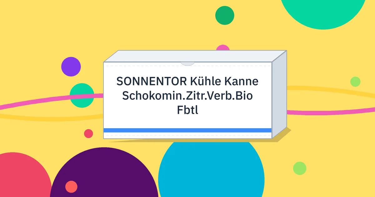 Symbolbild: Packung mit der Aufschrift SONNENTOR Kühle Kanne Schokomin.Zitr.Verb.Bio Fbtl (PZN 18903582) – Verfügbarkeit und Bezug in Apotheken in Frankfurt am Main