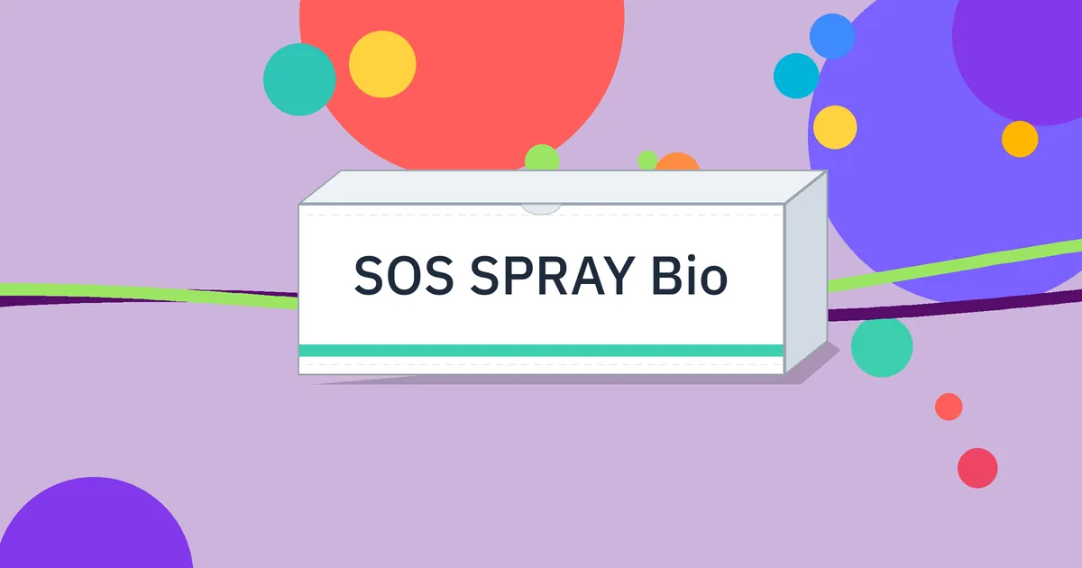 Symbolbild: Packung mit der Aufschrift SOS SPRAY Bio (PZN 10408386) – Verfügbarkeit und Bezug in Apotheken in Frankfurt am Main