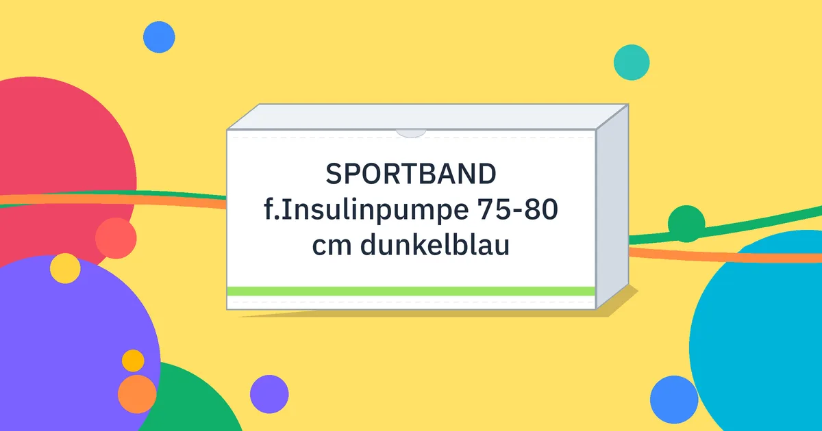 Symbolbild: Packung mit der Aufschrift SPORTBAND f.Insulinpumpe 75-80 cm dunkelblau (PZN 11552731) – Verfügbarkeit und Bezug in Apotheken in Frankfurt am Main