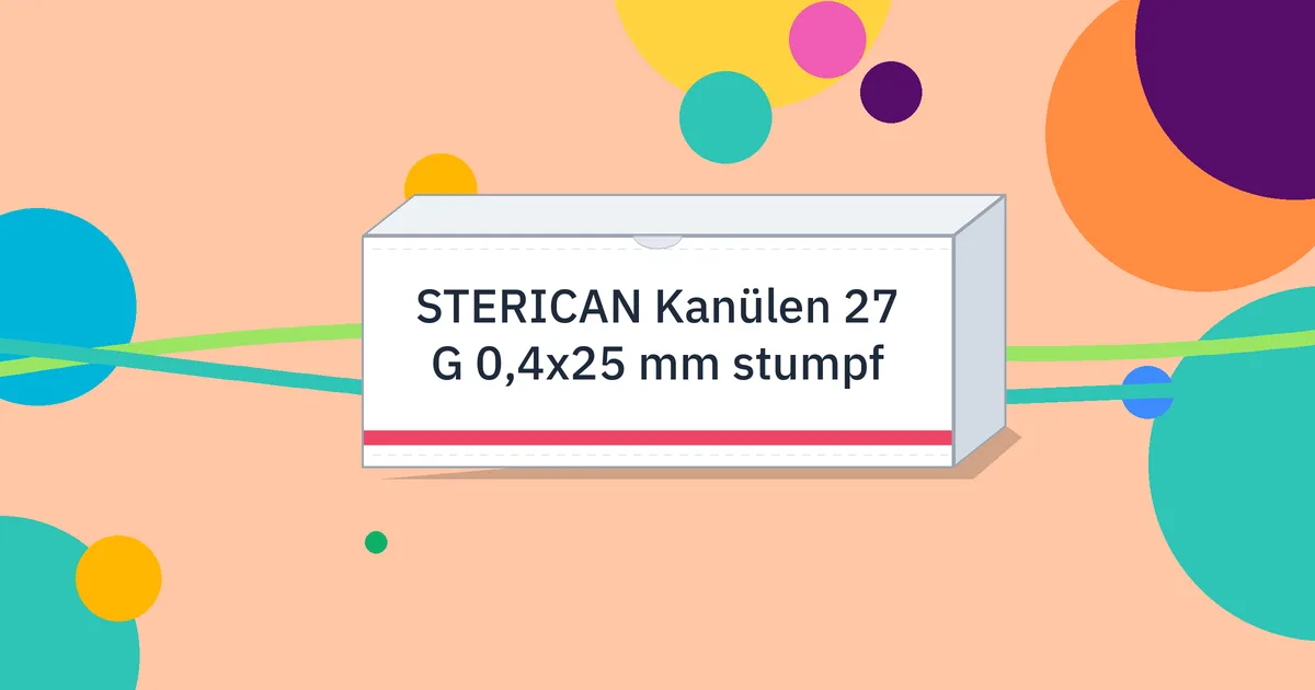 Symbolbild: Packung mit der Aufschrift STERICAN Kanülen 27 G 0,4x25 mm stumpf (PZN 16016813) – Verfügbarkeit und Bezug in Apotheken in Frankfurt am Main