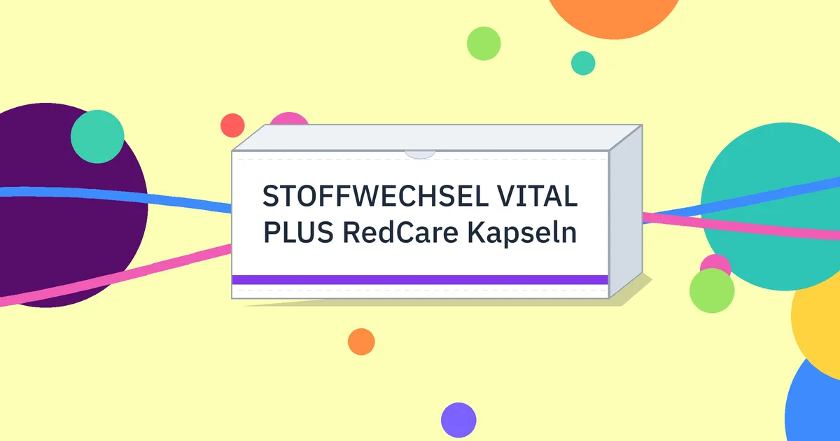 Symbolbild: Packung mit der Aufschrift STOFFWECHSEL VITAL PLUS RedCare Kapseln (PZN 16599677) – Verfügbarkeit und Bezug in Apotheken in Frankfurt am Main