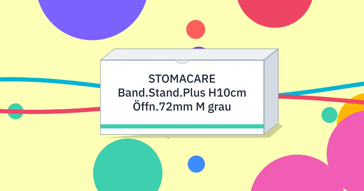 Symbolbild: Packung mit der Aufschrift STOMACARE Band.Stand.Plus H10cm Öffn.72mm M grau (PZN 16750200) – Verfügbarkeit und Bezug in Apotheken in Frankfurt am Main