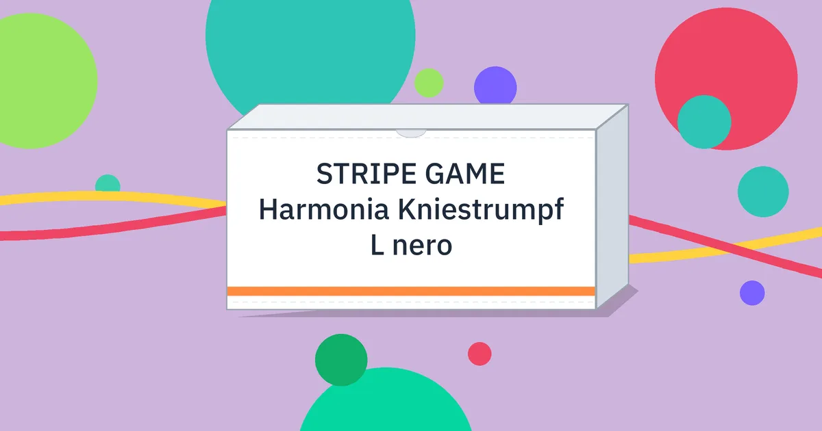 Symbolbild: Packung mit der Aufschrift STRIPE GAME Harmonia Kniestrumpf L nero (PZN 20719526) – Verfügbarkeit und Bezug in Apotheken in Frankfurt am Main