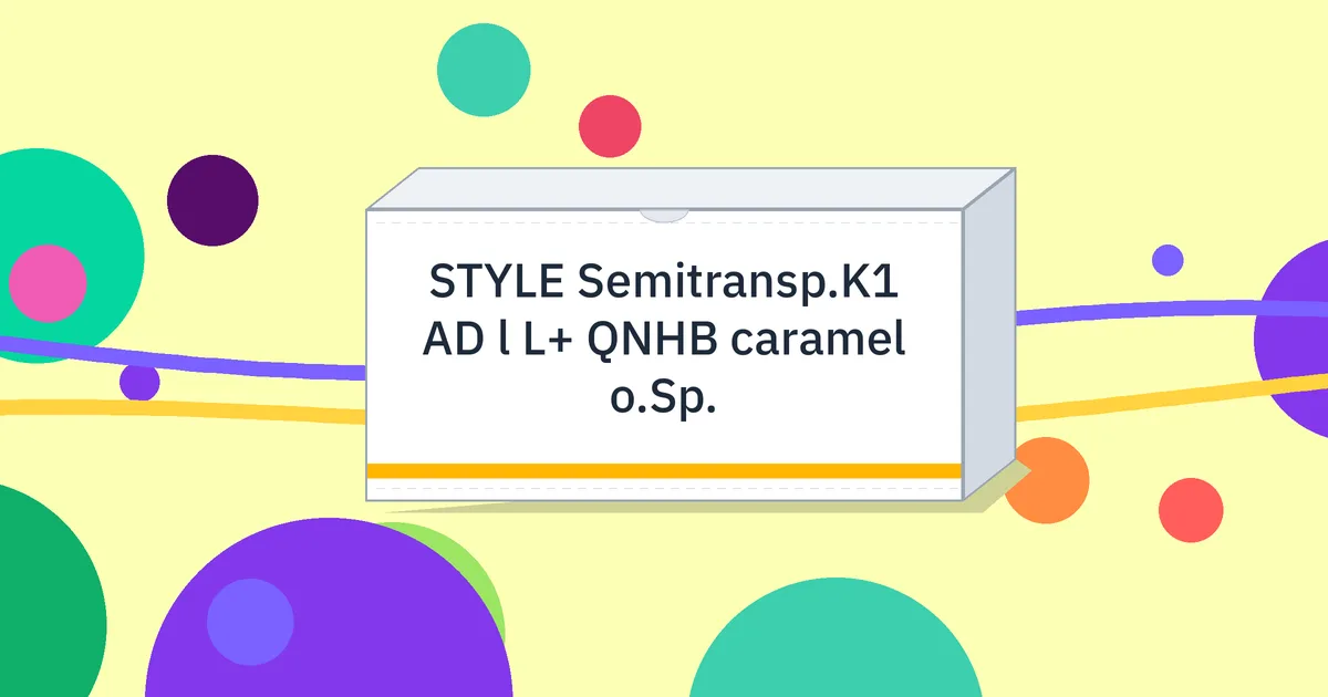 Symbolbild: Packung mit der Aufschrift STYLE Semitransp.K1 AD l L+ QNHB caramel o.Sp. (PZN 18869537) – Verfügbarkeit und Bezug in Apotheken in Frankfurt am Main