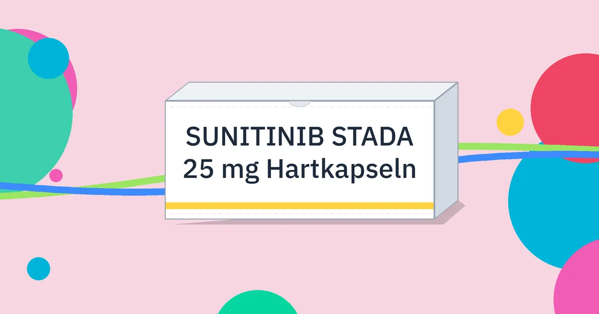 Symbolbild: Packung mit der Aufschrift SUNITINIB STADA 25 mg Hartkapseln (PZN 17232252) – Verfügbarkeit und Bezug in Apotheken in Frankfurt am Main
