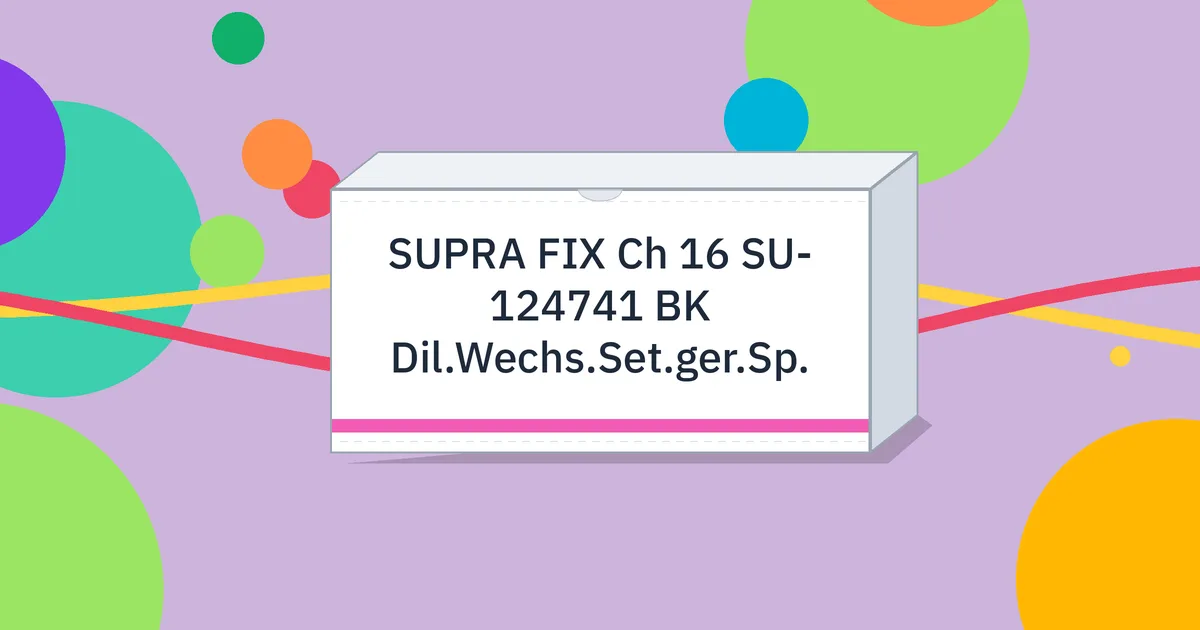 Symbolbild: Packung mit der Aufschrift SUPRA FIX Ch 16 SU-124741 BK Dil.Wechs.Set.ger.Sp. (PZN 20928796) – Verfügbarkeit und Bezug in Apotheken in Frankfurt am Main