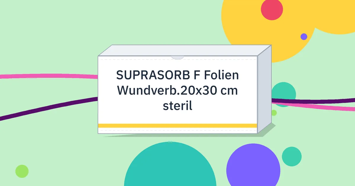 Symbolbild: Packung mit der Aufschrift SUPRASORB F Folien Wundverb.20x30 cm steril (PZN 13345189) – Verfügbarkeit und Bezug in Apotheken in Frankfurt am Main