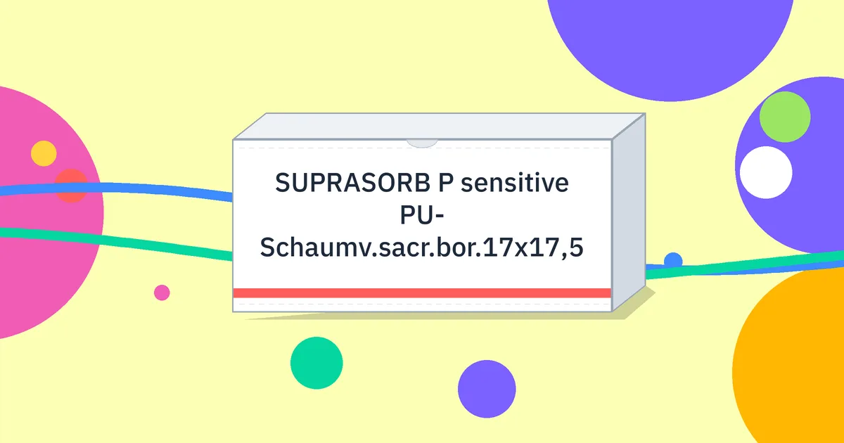 Symbolbild: Packung mit der Aufschrift SUPRASORB P sensitive PU-Schaumv.sacr.bor.17x17,5 (PZN 16259214) – Verfügbarkeit und Bezug in Apotheken in Frankfurt am Main