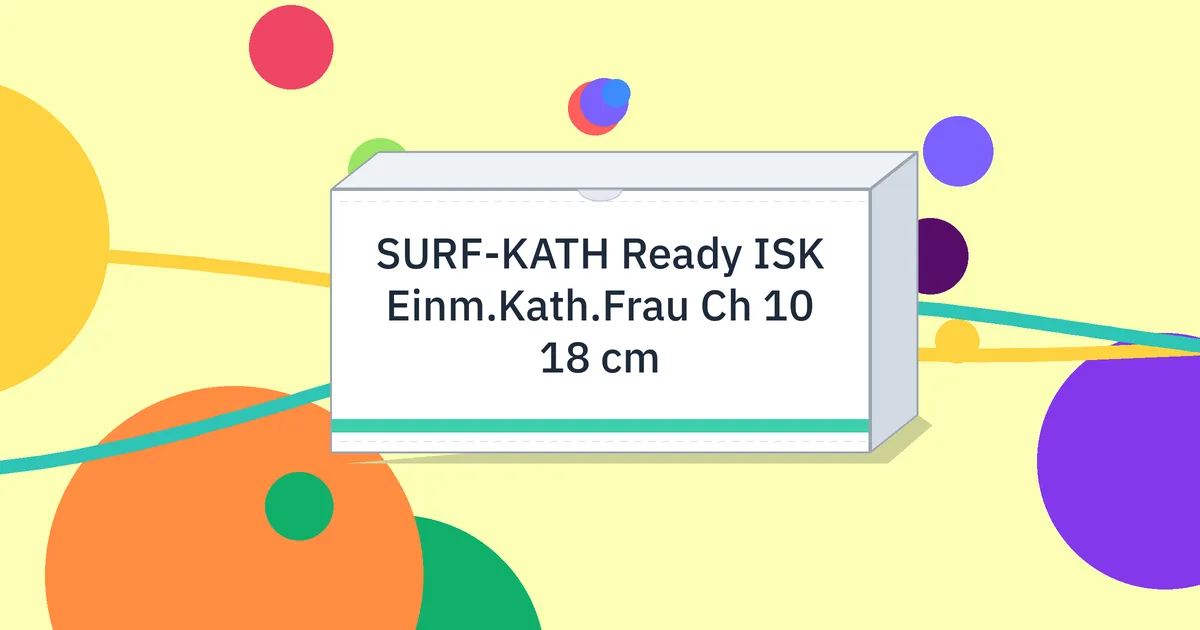 Symbolbild: Packung mit der Aufschrift SURF-KATH Ready ISK Einm.Kath.Frau Ch 10 18 cm (PZN 20916178) – Verfügbarkeit und Bezug in Apotheken in Frankfurt am Main