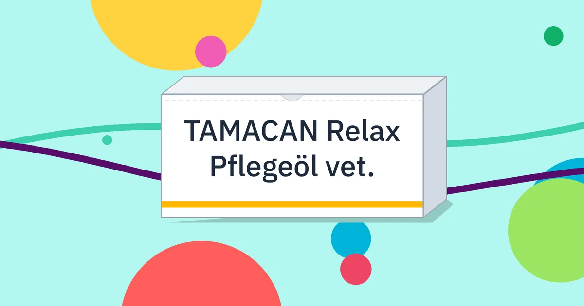 Symbolbild: Packung mit der Aufschrift TAMACAN Relax Pflegeöl vet. (PZN 19845390) – Verfügbarkeit und Bezug in Apotheken in Frankfurt am Main