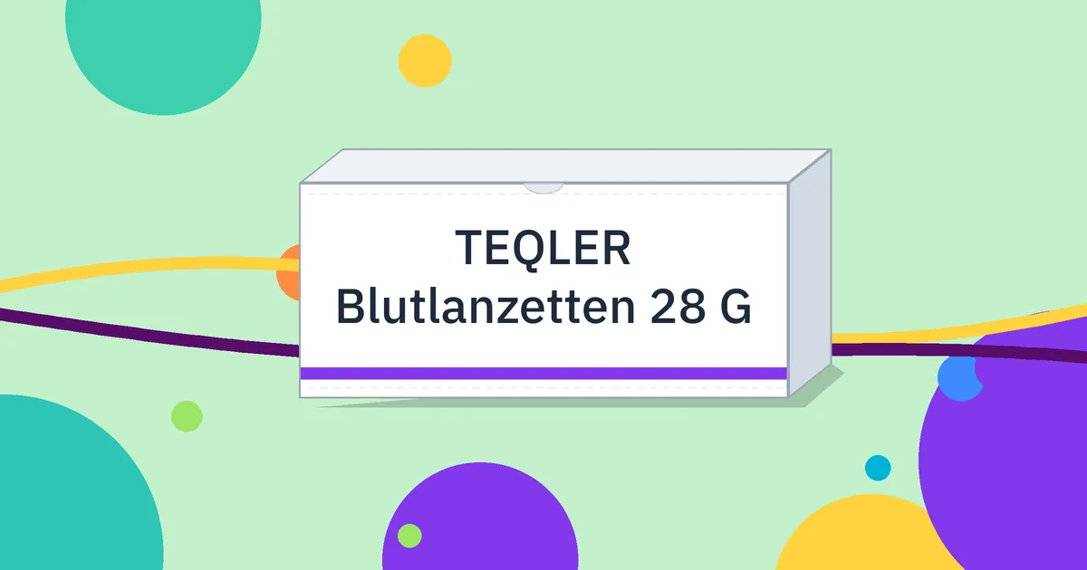 Symbolbild: Packung mit der Aufschrift TEQLER Blutlanzetten 28 G (PZN 20143960) – Verfügbarkeit und Bezug in Apotheken in Frankfurt am Main