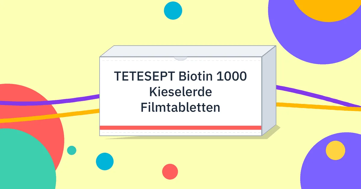 Symbolbild: Packung mit der Aufschrift TETESEPT Biotin 1000 Kieselerde Filmtabletten (PZN 13166713) – Verfügbarkeit und Bezug in Apotheken in Frankfurt am Main