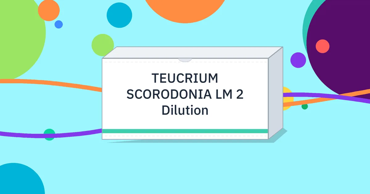 Symbolbild: Packung mit der Aufschrift TEUCRIUM SCORODONIA LM 2 Dilution (PZN 13217445) – Verfügbarkeit und Bezug in Apotheken in Frankfurt am Main