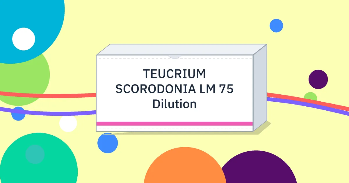 Symbolbild: Packung mit der Aufschrift TEUCRIUM SCORODONIA LM 75 Dilution (PZN 13217818) – Verfügbarkeit und Bezug in Apotheken in Frankfurt am Main