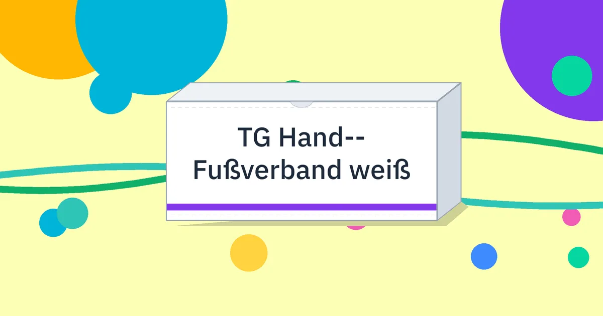 Symbolbild: Packung mit der Aufschrift TG Hand--Fußverband weiß (PZN 01309521) – Verfügbarkeit und Bezug in Apotheken in Frankfurt am Main