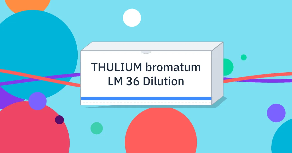 Symbolbild: Packung mit der Aufschrift THULIUM bromatum LM 36 Dilution (PZN 13691342) – Verfügbarkeit und Bezug in Apotheken in Frankfurt am Main