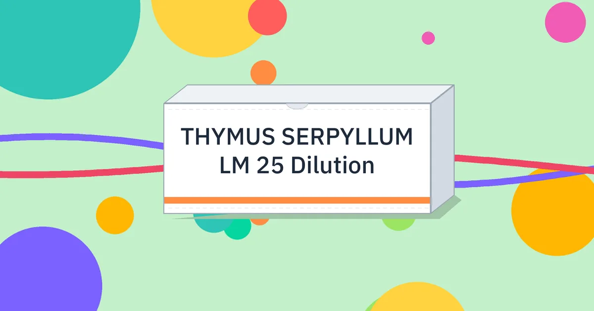 Symbolbild: Packung mit der Aufschrift THYMUS SERPYLLUM LM 25 Dilution (PZN 13223109) – Verfügbarkeit und Bezug in Apotheken in Frankfurt am Main