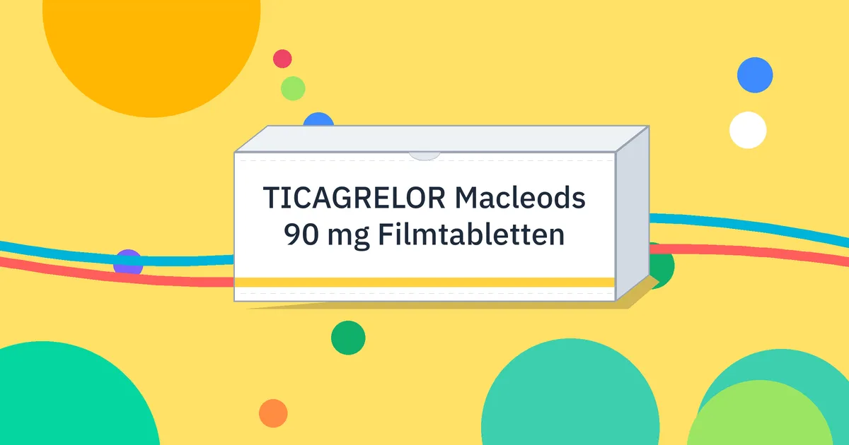 Symbolbild: Packung mit der Aufschrift TICAGRELOR Macleods 90 mg Filmtabletten (PZN 20140602) – Verfügbarkeit und Bezug in Apotheken in Frankfurt am Main
