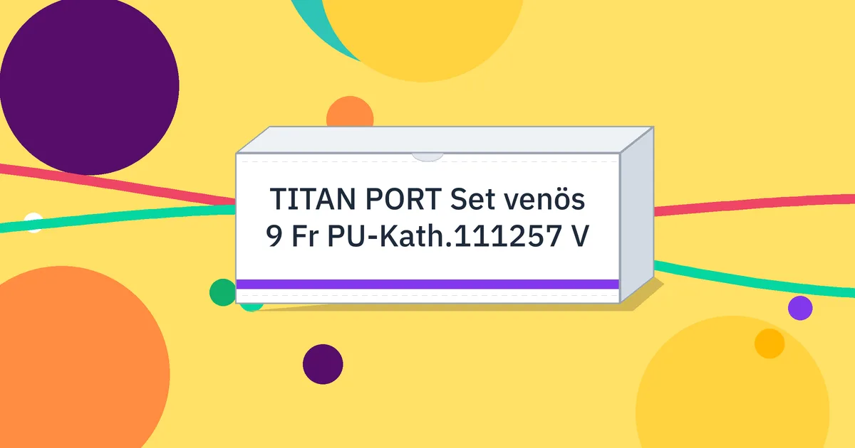 Symbolbild: Packung mit der Aufschrift TITAN PORT Set venös 9 Fr PU-Kath.111257 V (PZN 00205096) – Verfügbarkeit und Bezug in Apotheken in Frankfurt am Main