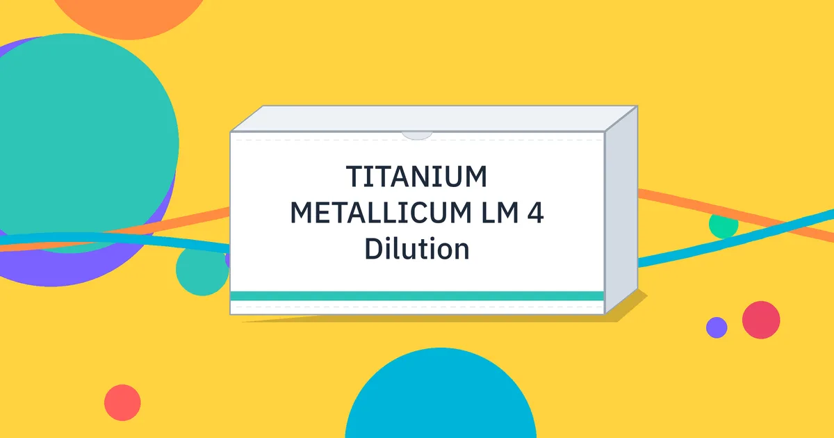 Symbolbild: Packung mit der Aufschrift TITANIUM METALLICUM LM 4 Dilution (PZN 13224244) – Verfügbarkeit und Bezug in Apotheken in Frankfurt am Main