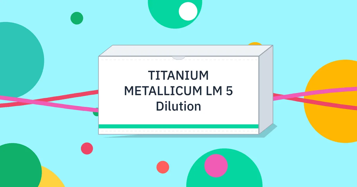 Symbolbild: Packung mit der Aufschrift TITANIUM METALLICUM LM 5 Dilution (PZN 13224250) – Verfügbarkeit und Bezug in Apotheken in Frankfurt am Main