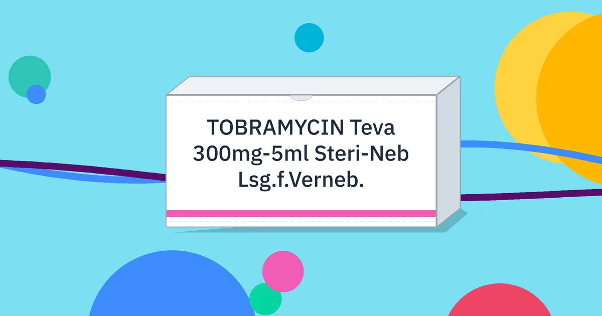 Symbolbild: Packung mit der Aufschrift TOBRAMYCIN Teva 300mg-5ml Steri-Neb Lsg.f.Verneb. (PZN 03722202) – Verfügbarkeit und Bezug in Apotheken in Frankfurt am Main