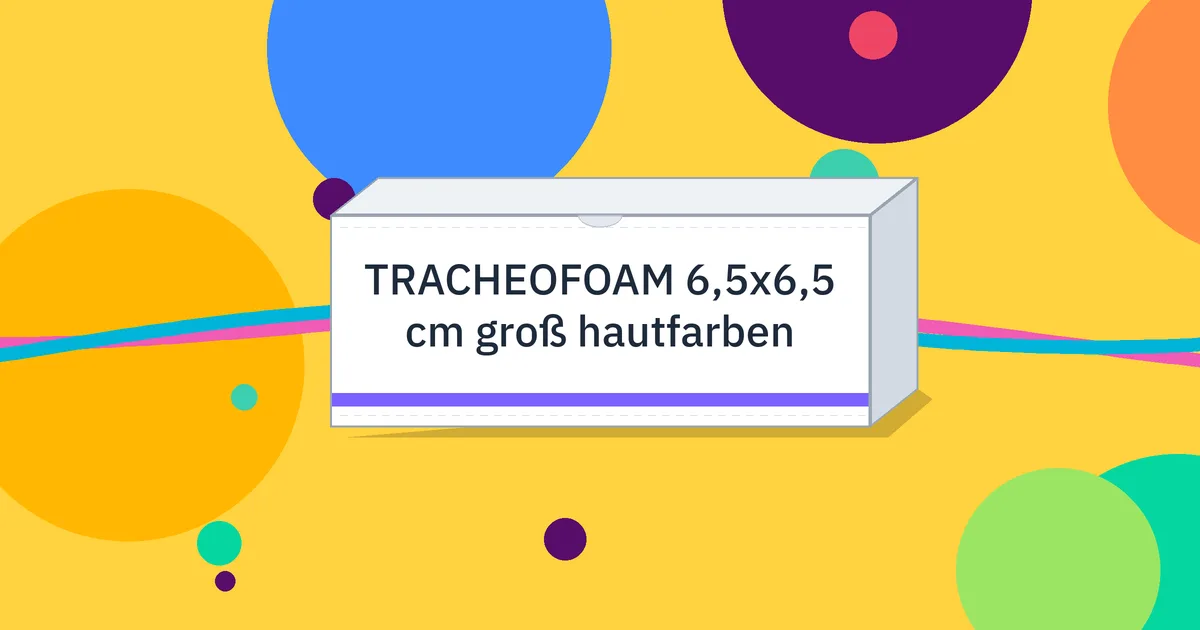 Symbolbild: Packung mit der Aufschrift TRACHEOFOAM 6,5x6,5 cm groß hautfarben (PZN 02419996) – Verfügbarkeit und Bezug in Apotheken in Frankfurt am Main