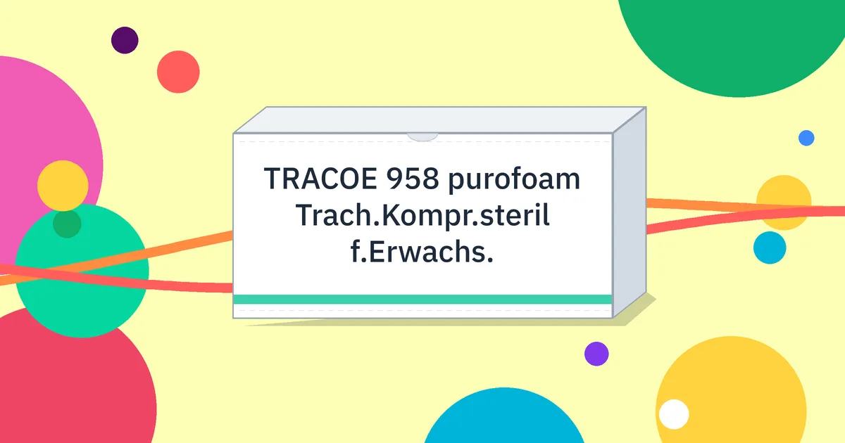 Symbolbild: Packung mit der Aufschrift TRACOE 958 purofoam Trach.Kompr.steril f.Erwachs. (PZN 02291697) – Verfügbarkeit und Bezug in Apotheken in Frankfurt am Main