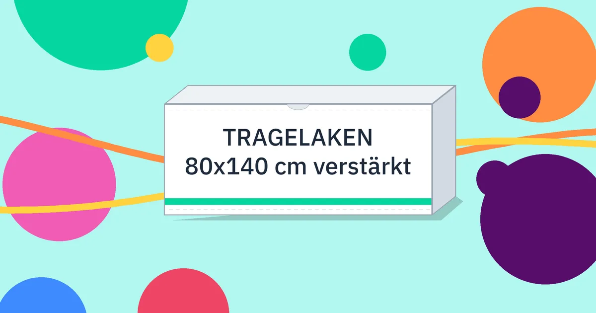 Symbolbild: Packung mit der Aufschrift TRAGELAKEN 80x140 cm verstärkt (PZN 00872007) – Verfügbarkeit und Bezug in Apotheken in Frankfurt am Main