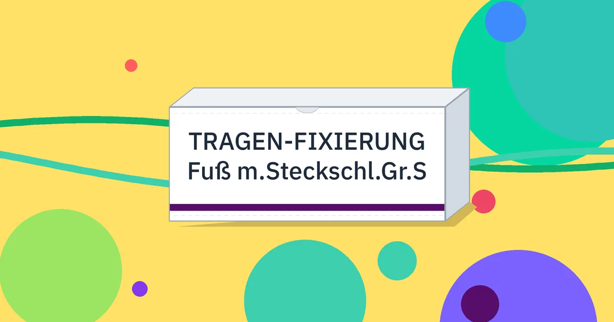Symbolbild: Packung mit der Aufschrift TRAGEN-FIXIERUNG Fuß m.Steckschl.Gr.S (PZN 17279940) – Verfügbarkeit und Bezug in Apotheken in Frankfurt am Main