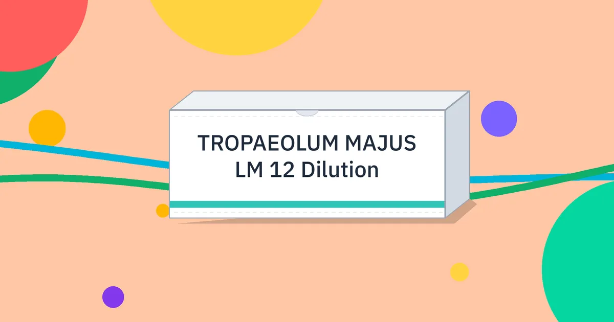 Symbolbild: Packung mit der Aufschrift TROPAEOLUM MAJUS LM 12 Dilution (PZN 13253033) – Verfügbarkeit und Bezug in Apotheken in Frankfurt am Main
