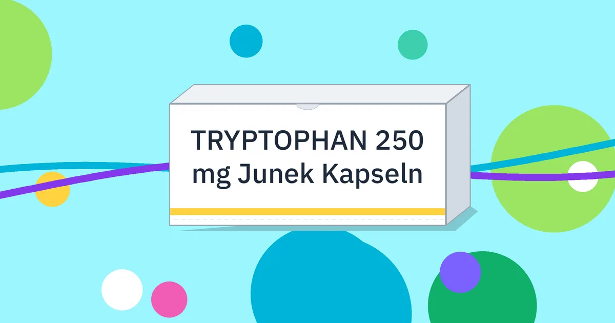 Symbolbild: Packung mit der Aufschrift TRYPTOPHAN 250 mg Junek Kapseln (PZN 00983327) – Verfügbarkeit und Bezug in Apotheken in Frankfurt am Main